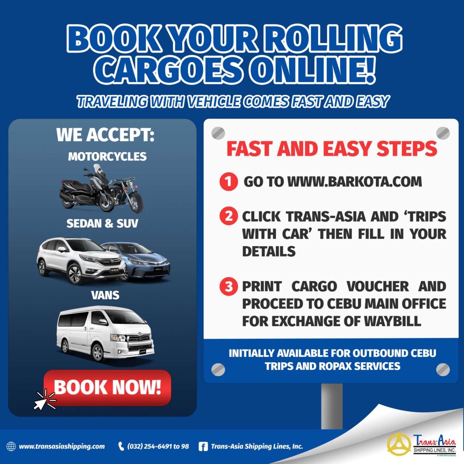 CARGO ONLINE BOOKING - Trans-Asia Shipping Lines, Inc